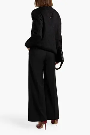 Max Mara Visivo Wool-crepe Wide-leg Pants - Black