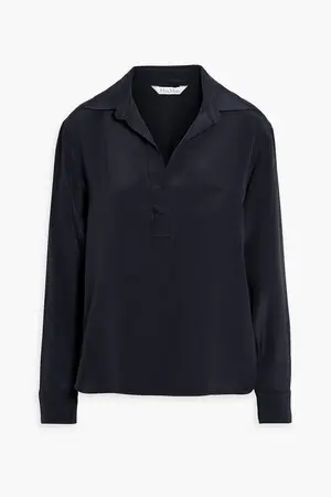 Max Mara Zanzero Silk Crepe De Chine Blouse - Midnight Blue
