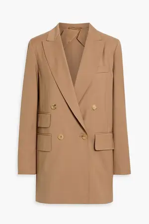 Max Mara Nebbie Double-Breasted Wool-Crepe Blazer - Camel