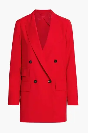 Max Mara Nebbie Double-breasted Wool-crepe Blazer - Red