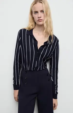 Mango Button Detailed Wide Leg Pants