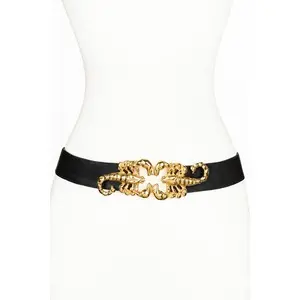 RAINA BELTS Scorpion Buckle Leather Belt - Black