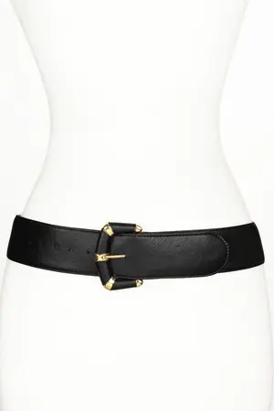 RAINA BELTS Leather Covered Geometric Buckle Belt