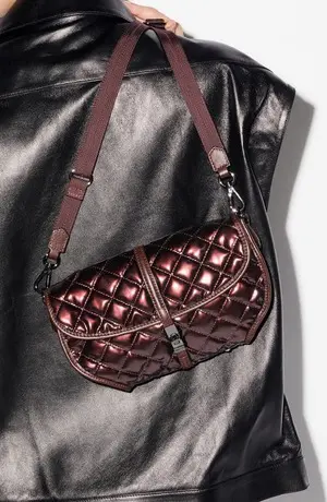 Mz Wallace Astor Small Convertible Clutch Bag - Bordeaux Lacquer