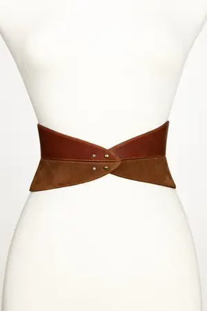 RAINA BELTS Corset Leather Belt - Cognac