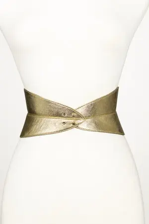 RAINA BELTS Corset Leather Belt Gold