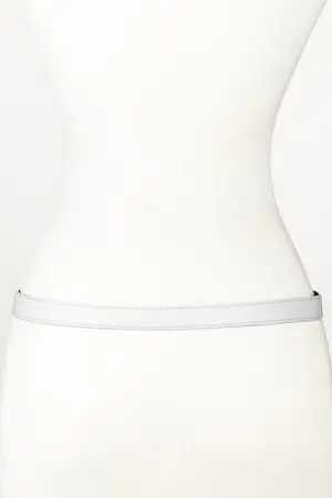 RAINA BELTS Square Gold Buckle Leather Belt - White