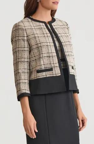 KASPER Plaid Cropped Jacket