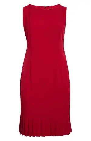 KASPER Pleated Sleeveless Sheath Dress