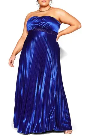 City Chic Satin Maxi Dress - Midnight