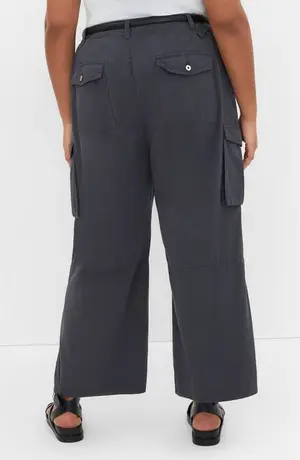 City Chic Mia Cargo Wide Leg Pants - Washed
