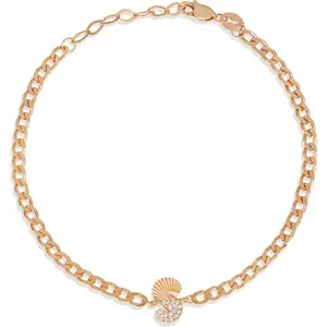 SHYMI Half Pavé & Half Fluted Initial Pendant Bracelet - Rose