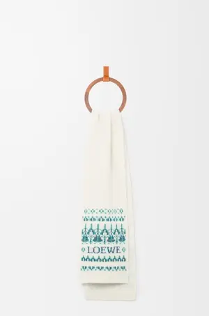 Loewe Scarf In Wool Blend - White/mint
