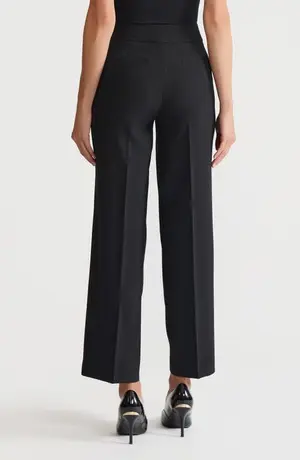KASPER Button Tab Wide Leg Pants - Black