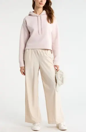 Zella Cotton-blend Ribbed Hoodie - Pink Hush