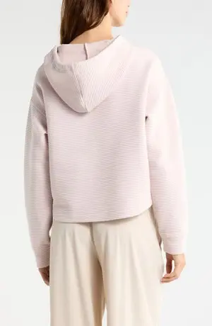 Zella Cotton-blend Ribbed Hoodie - Pink Hush
