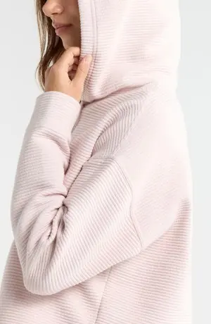 Zella Cotton-blend Ribbed Hoodie - Pink Hush