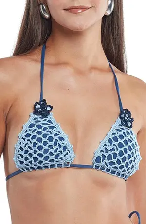 CAPITTANA Missy Crochet Bikini Top - Light Blue