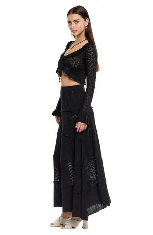 CAPITTANA Addie Openwork Crochet Crop Cover-up Top