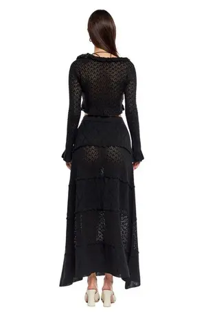 CAPITTANA Addie Openwork Crochet Crop Cover-up Top