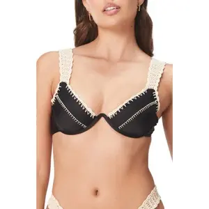 CAPITTANA Alessia Crochet Underwire Bikini Top - Black