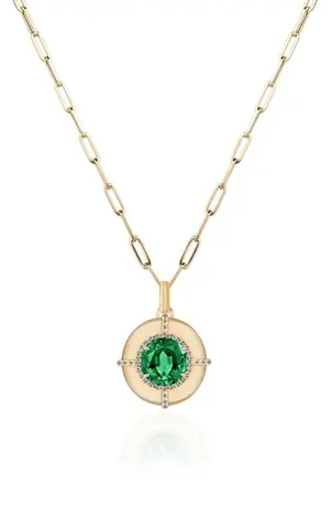 Goshwara 18k Gold Emerald And Diamond Medallion Necklace - Green