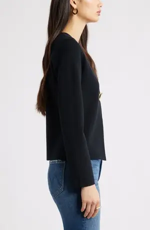 OPEN EDIT Structured One-button Cardigan - Black