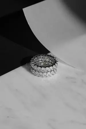 RACHELMENT Elisa Square Eternity Band With Cubic Zirconia In Sterling - Silver