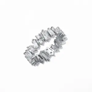 RACHELMENT Everly Ring With Round And Baguette Cubic Zirconia - Silver