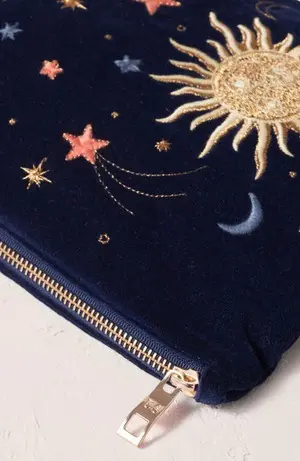 ELIZABETH SCARLETT Celestial Velvet Everyday Pouch - Navy