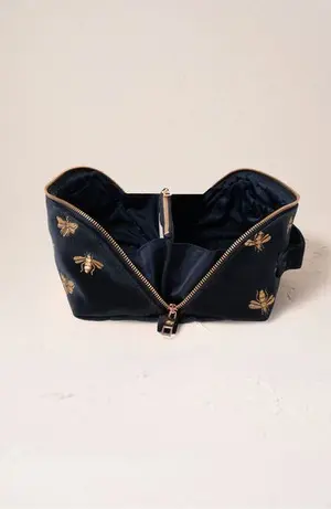 ELIZABETH SCARLETT Honey Bee Velvet Makeup Bag