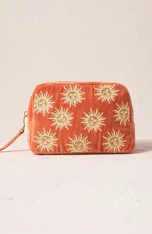 ELIZABETH SCARLETT Sun Goddess Velvet Makeup Bag - Rust