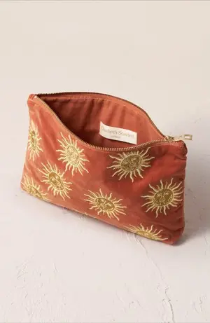 ELIZABETH SCARLETT Sun Goddess Velvet Everyday Pouch - Rust