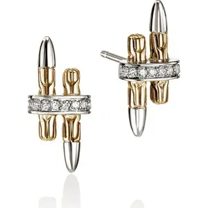 John Hardy Spear Stud Earrings - Silver And Gold