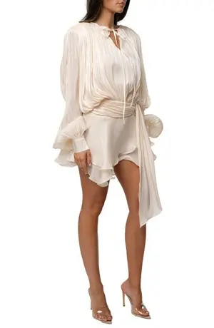 JLUXLABEL Long Sleeve Mini Dress - Cream