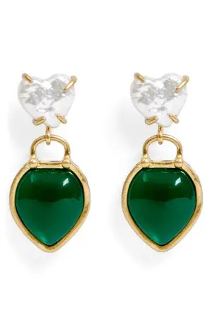 Clare V. Heartbreaker Drop Earrings - Green Multi