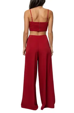 JLUXLABEL Serenade Crop Top And Wide Leg Pants - Red