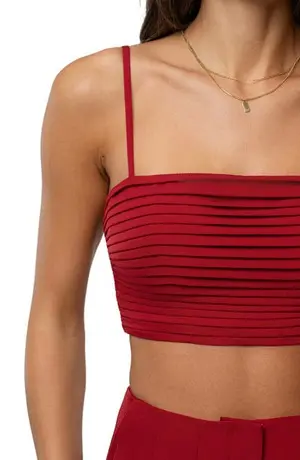 JLUXLABEL Serenade Crop Top And Wide Leg Pants - Red