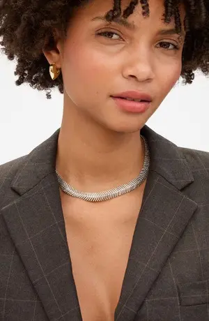 Clare V. Herringbone Pavé Collar Necklace