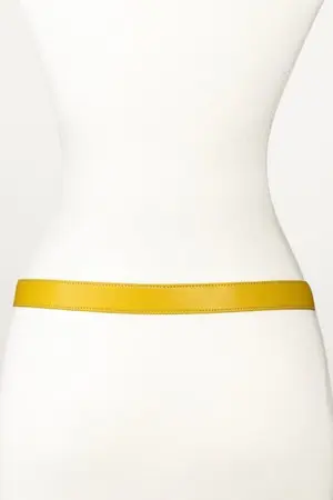 RAINA BELTS Pineapple Buckle Leather Belt - Yellow