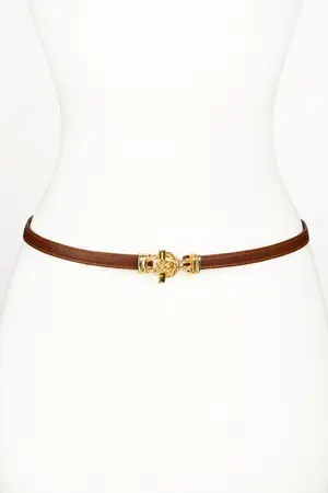RAINA BELTS Fitzgerald Leather Belt With Rope Buckle Cognac