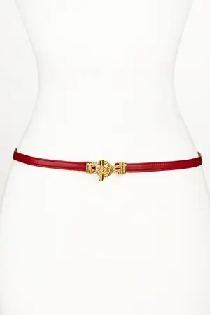 RAINA BELTS Fitzgerald Leather Belt With Rope Buckle Red