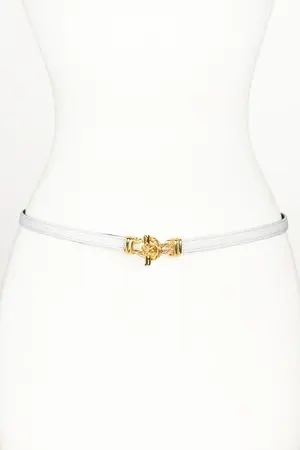 RAINA BELTS Fitzgerald Leather Belt With Rope Buckle - White