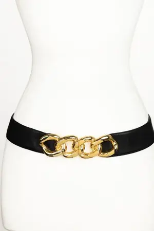 RAINA BELTS Stones Decorated Flower Buckle Leather Belt - Camel