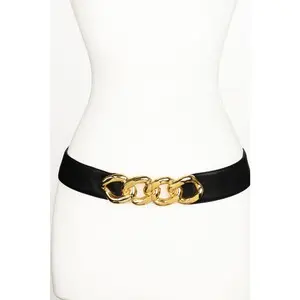 RAINA BELTS Jaclyn Chain Leather Belt - Camel