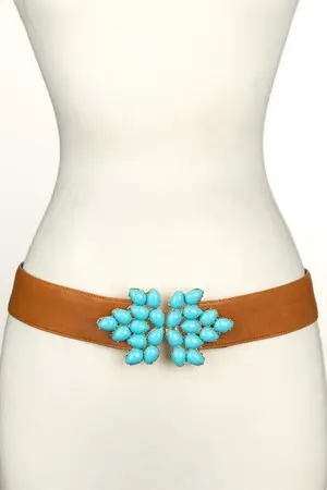 RAINA BELTS Jaclyn Chain Leather Belt - Camel