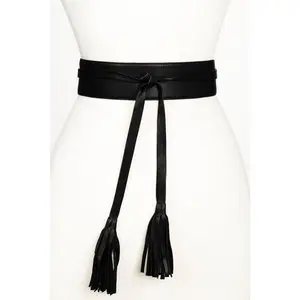 RAINA BELTS Wrap Leather Belt Black