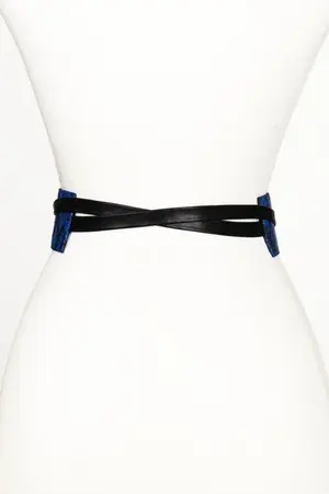 RAINA BELTS Wrap Leather Belt - Blue