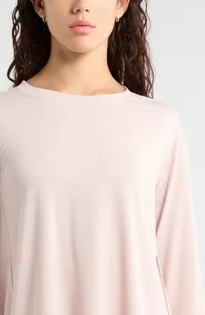 Zella Long Sleeve Split Hem T-shirt - Pink Hush