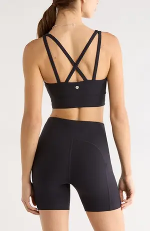 Zella Studio Luxe Sweetheart Sports Bra - Black